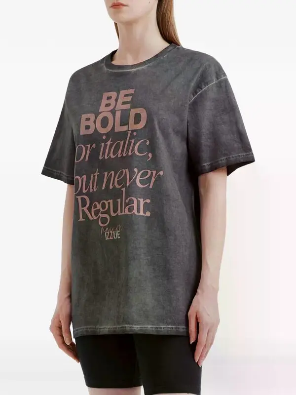 Izzue Lettering-print T-shirt - Grey