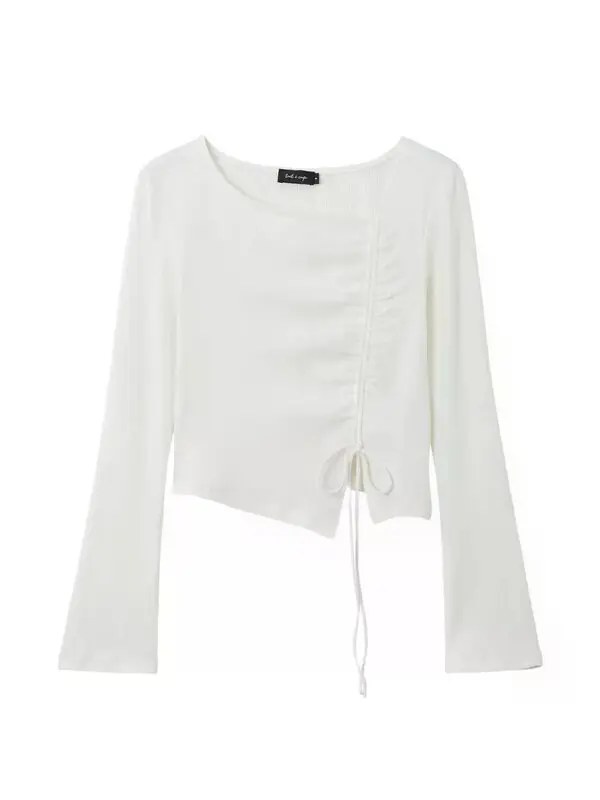 TOUT A COUP Drawstring Long-sleeve Top - White