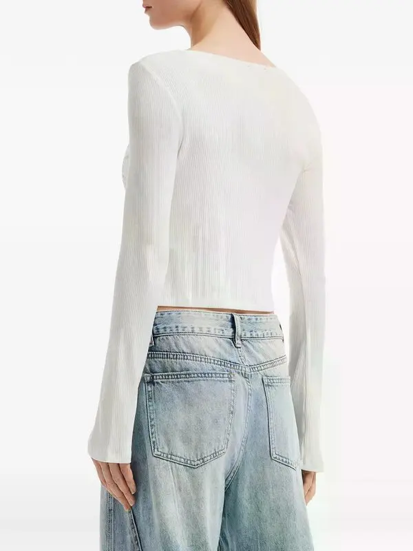 TOUT A COUP Drawstring Long-sleeve Top - White