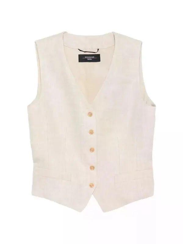 Max Mara Pace Button V-neck Gilet - Neutrals