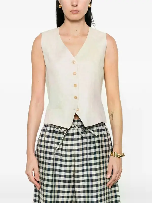 Max Mara Pace Button V-neck Gilet - Neutrals