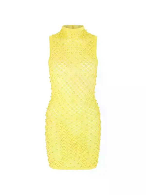 David Koma High-neck Beaded Mini Dress