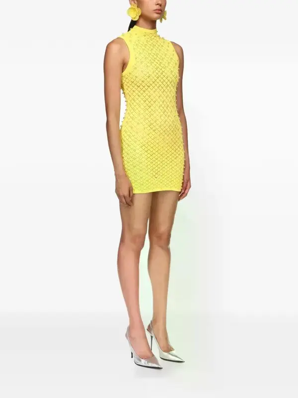 David Koma High-neck Beaded Mini Dress