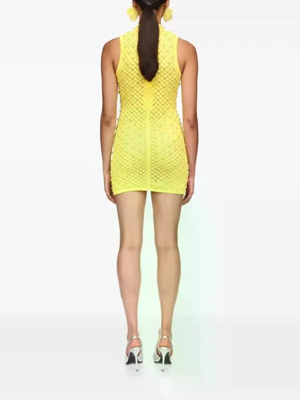 David Koma High-neck Beaded Mini Dress