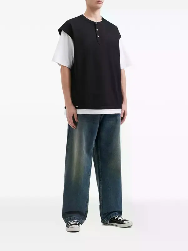 MUSIUM DIV. Button Layered T-shirt - Black