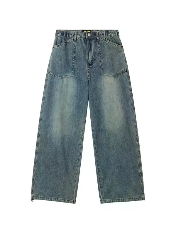 MINI CREAM Patch-pocket Wide-leg Jeans