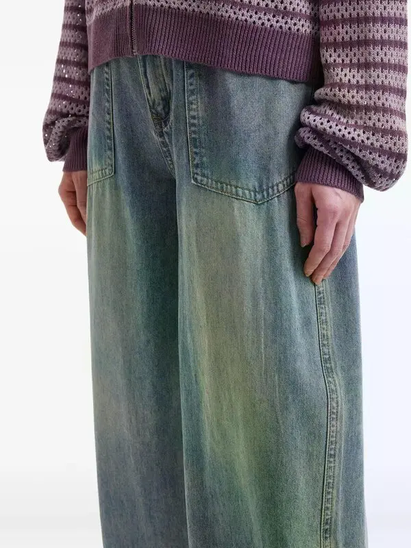 MINI CREAM Patch-pocket Wide-leg Jeans