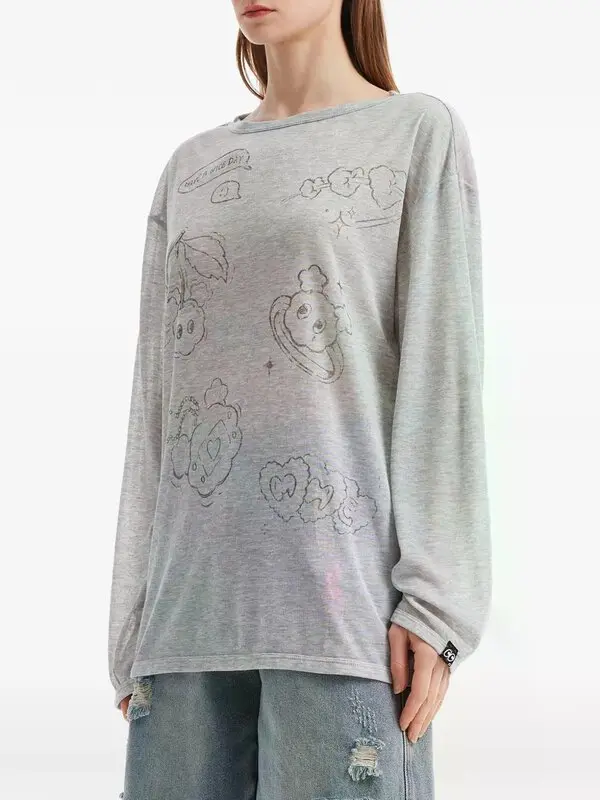 MINI CREAM Graphic-print Long-sleeved T-shirt