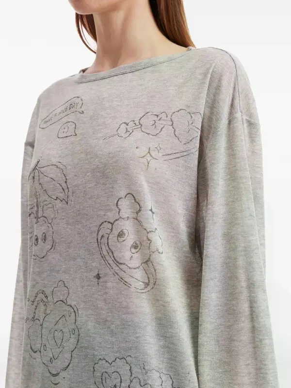 MINI CREAM Graphic-print Long-sleeved T-shirt