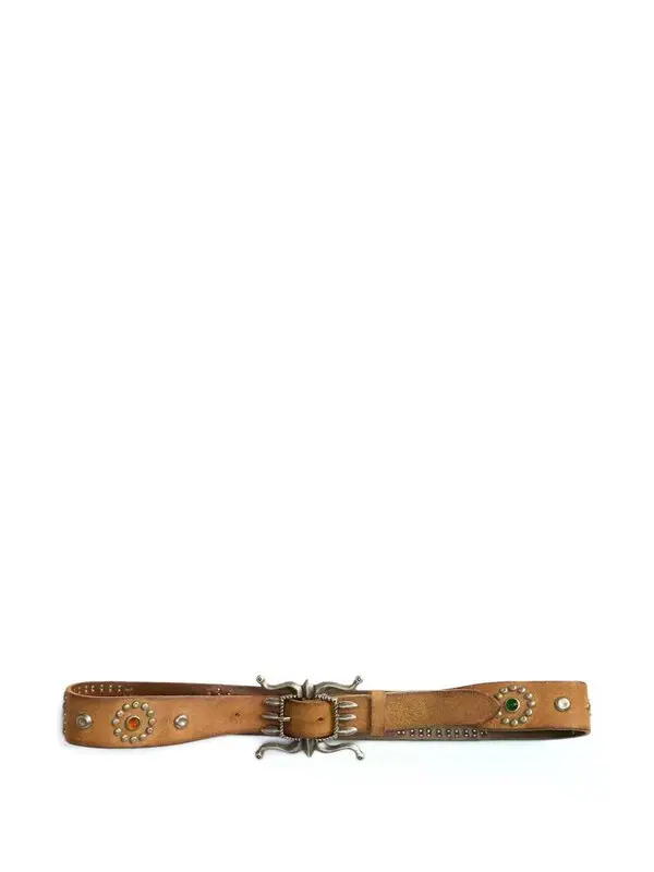 Ralph Lauren Embellished Rover Leather Belt - Brown