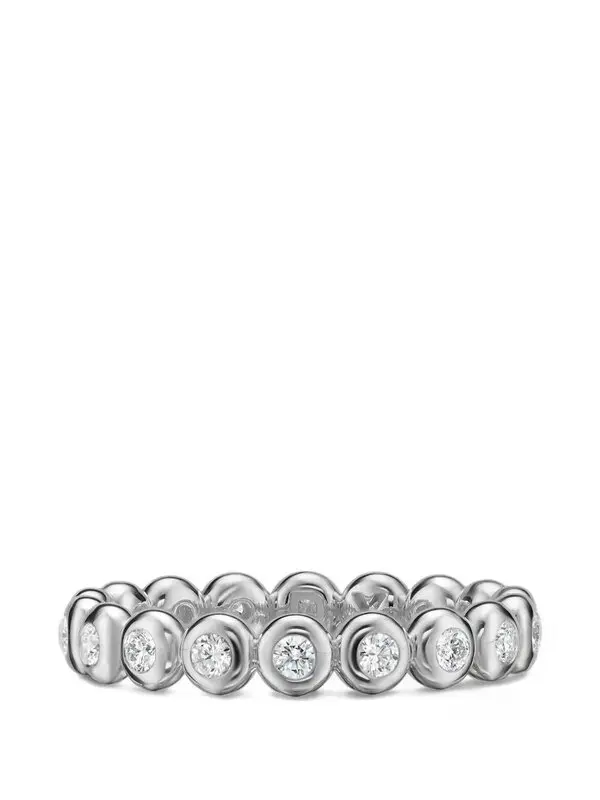 David Yurman Sterling Diamond Bezel Set Band Ring - Silver