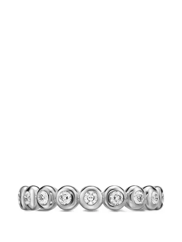 David Yurman Sterling Diamond Bezel Set Band Ring - Silver