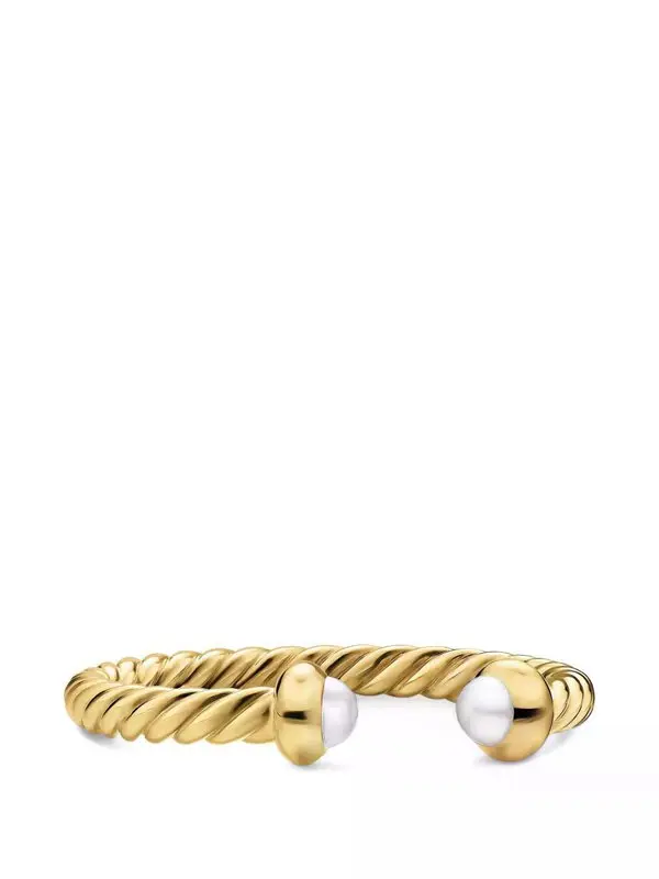 David Yurman Micro Cablespira® Flex Open Ring In 18k Yellow With Pearls, 2.5mm - Gold