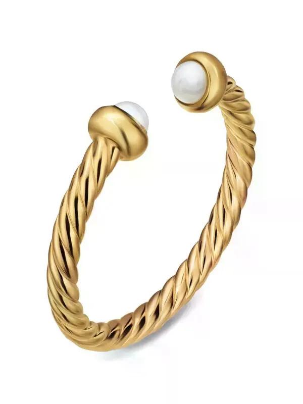 David Yurman Micro Cablespira® Flex Open Ring In 18k Yellow With Pearls, 2.5mm - Gold