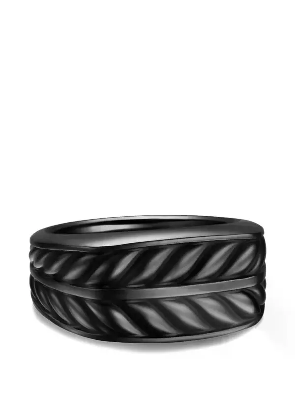 David Yurman Chevron Three-sided Signet Ring - Black