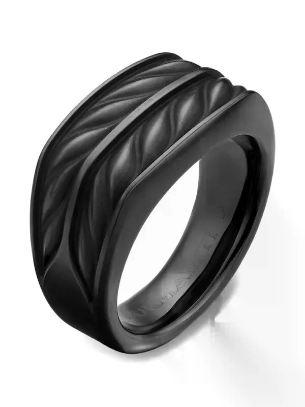 David Yurman Chevron Three-sided Signet Ring - Black