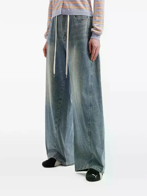 MINI CREAM Drawstring Wide-leg Jeans
