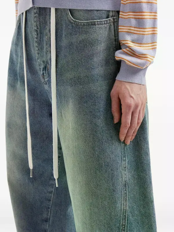 MINI CREAM Drawstring Wide-leg Jeans