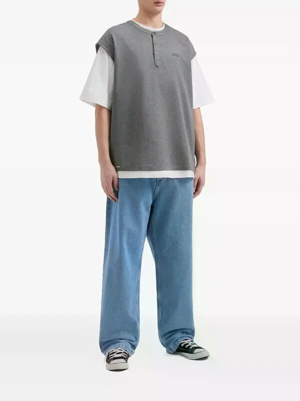 MUSIUM DIV. Button Mock Layered T-shirt - Grey