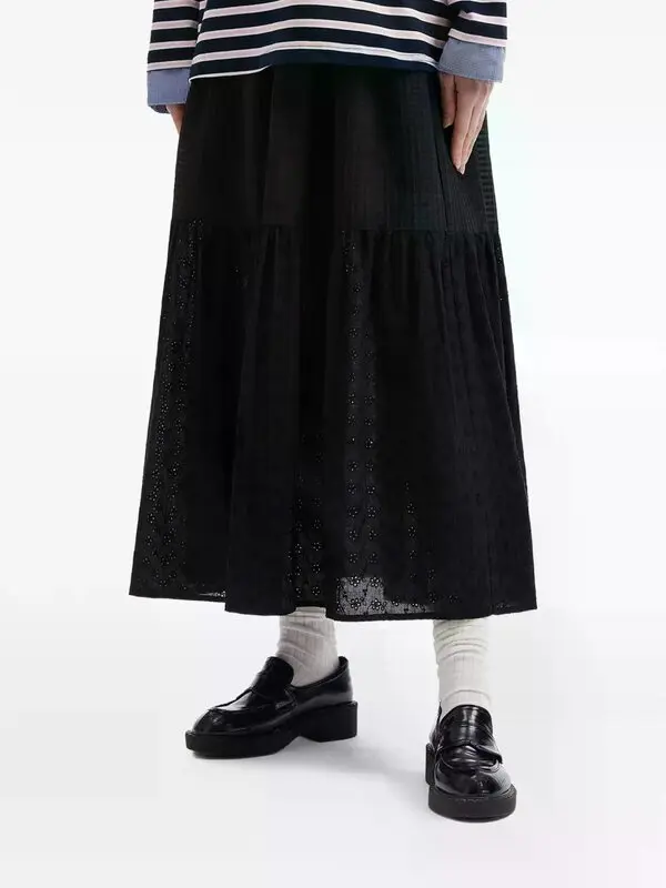 TOUT A COUP Tiered Textured Skirt - Black