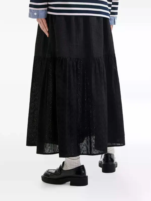 TOUT A COUP Tiered Textured Skirt - Black