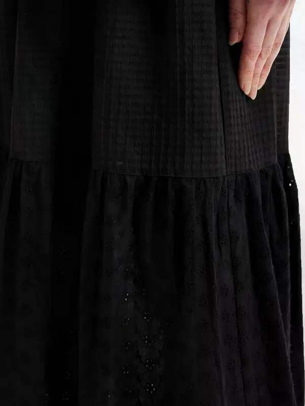 TOUT A COUP Tiered Textured Skirt - Black