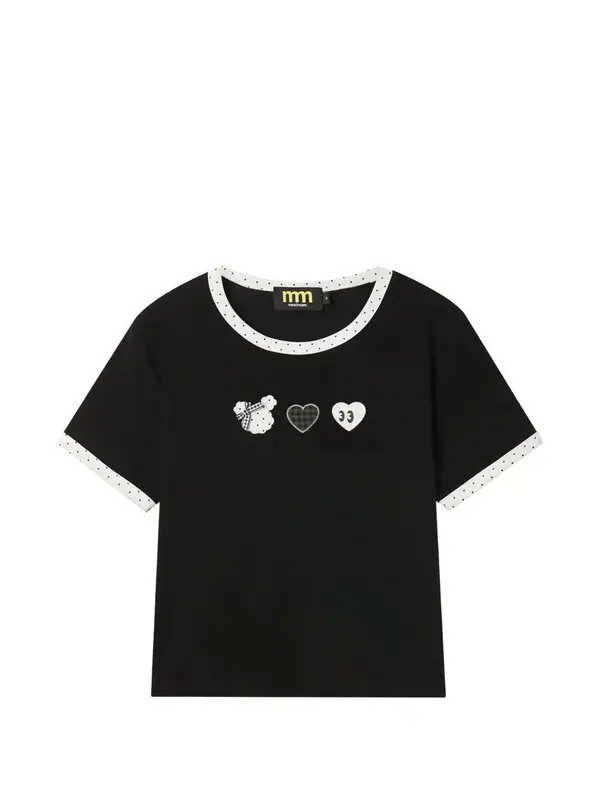 MINI CREAM Contrasting-trim T-shirt