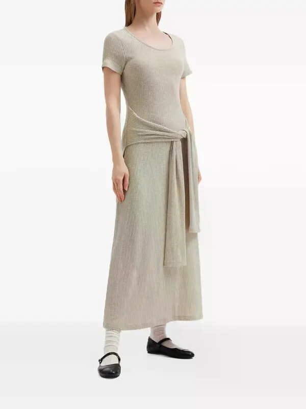 TOUT A COUP Ribbed Tie Midi Dress - Neutrals