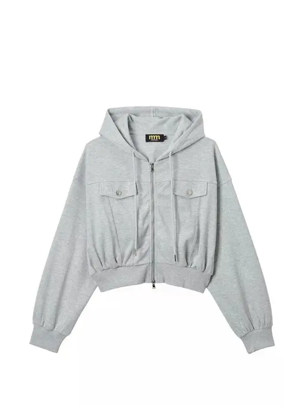 MINI CREAM Flap-pockets Zip Up Hoodie