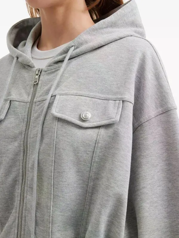 MINI CREAM Flap-pockets Zip Up Hoodie