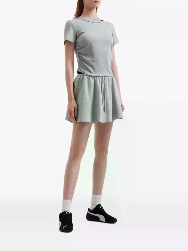 MINI CREAM Drawstring Mini Skirt