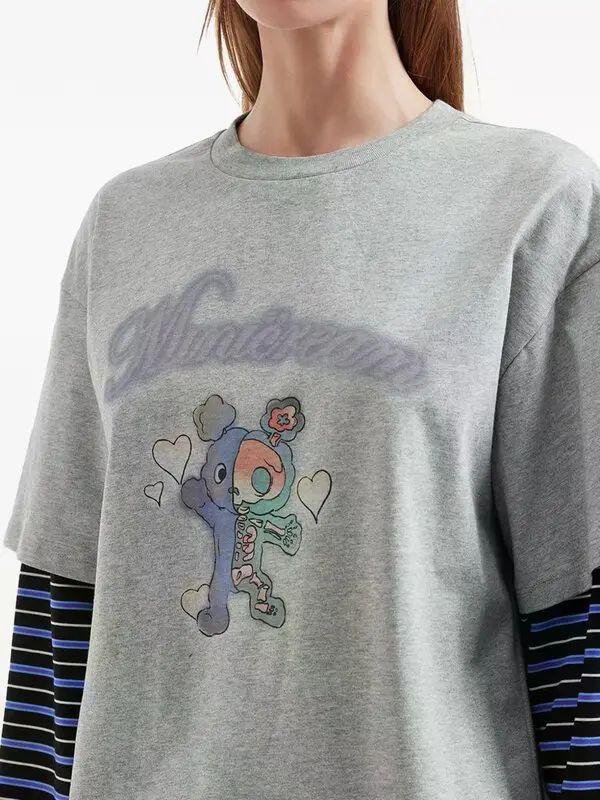 MINI CREAM Striped Long-sleeve T-shirt - Grey