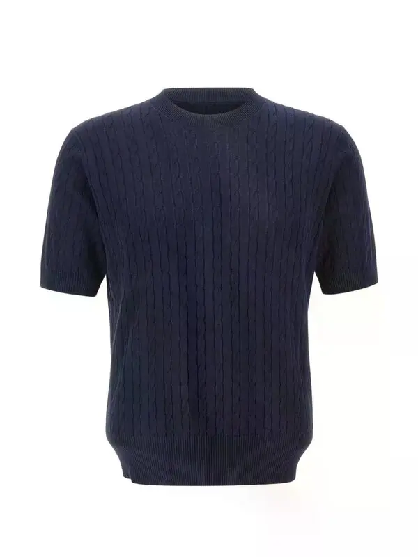 KANGRA Cable-knit Short-sleeve T-shirt - Blue