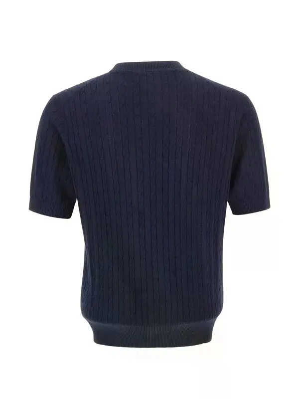 KANGRA Cable-knit Short-sleeve T-shirt - Blue