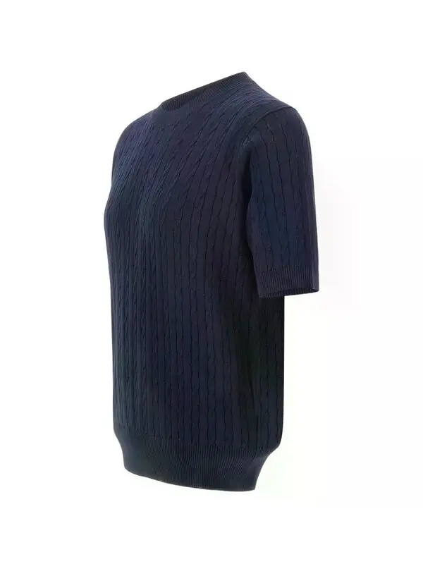 KANGRA Cable-knit Short-sleeve T-shirt - Blue