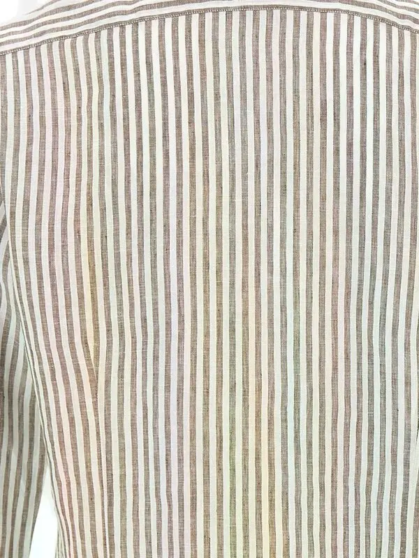 BARBA NAPOLI Striped Button Linen Shirt - White