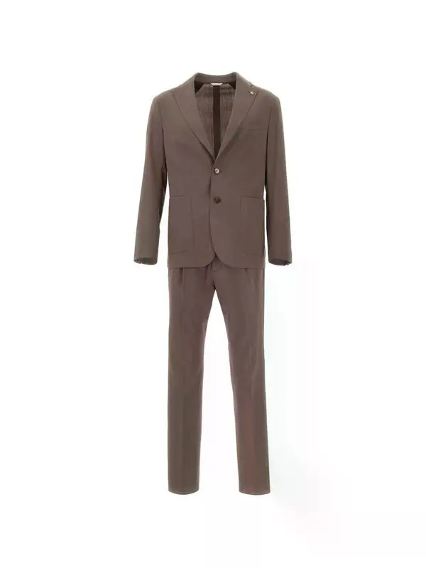 MANUEL RITZ Logo-pin Patch-pocket Suit - Brown