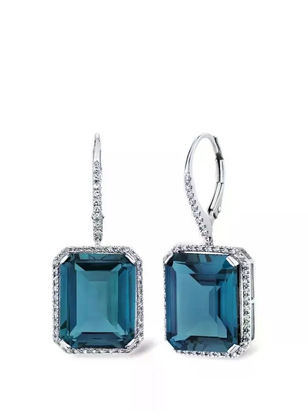 Shay Topaz And Diamond Drop Earrings - Silver