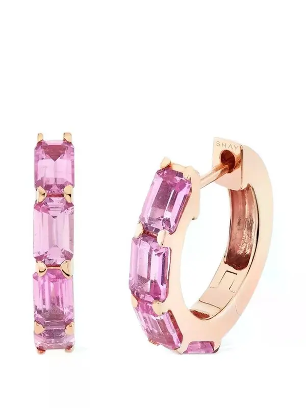 Shay Sapphire Hoop Earrings - Pink