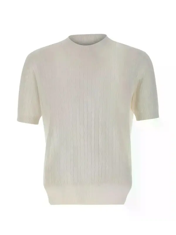 KANGRA Cable-knit Short-sleeve Sweater - White