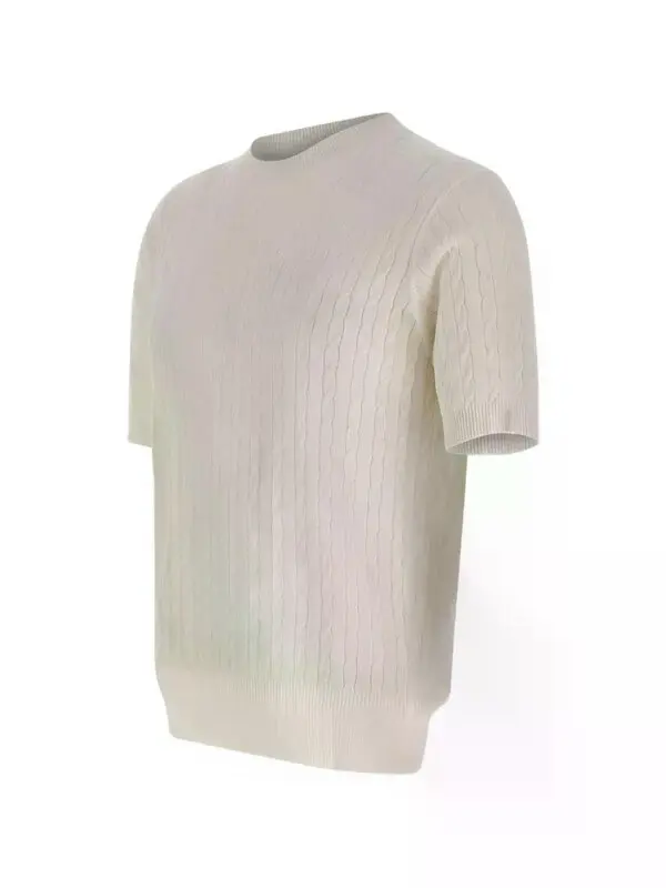 KANGRA Cable-knit Short-sleeve Sweater - White