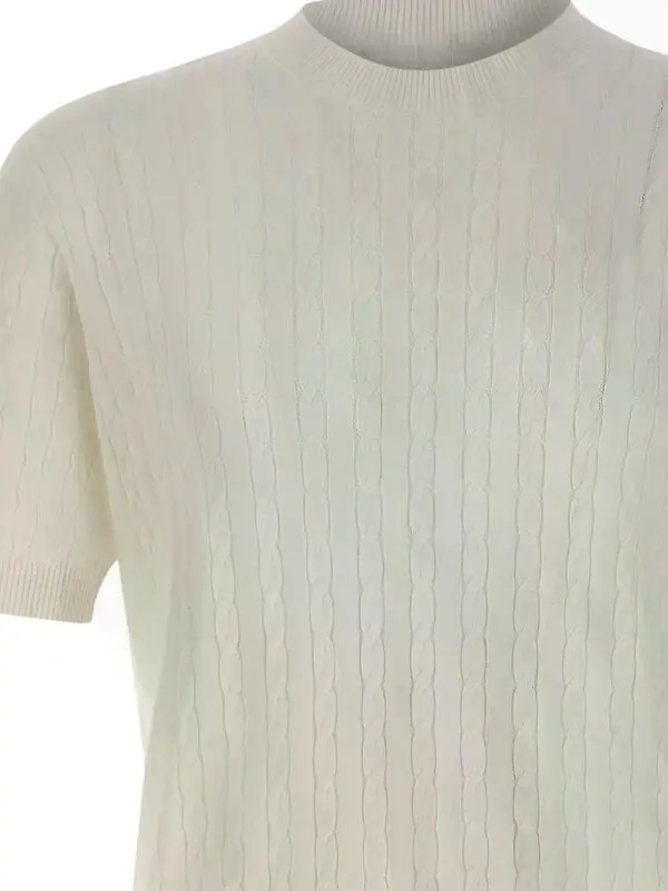 KANGRA Cable-knit Short-sleeve Sweater - White