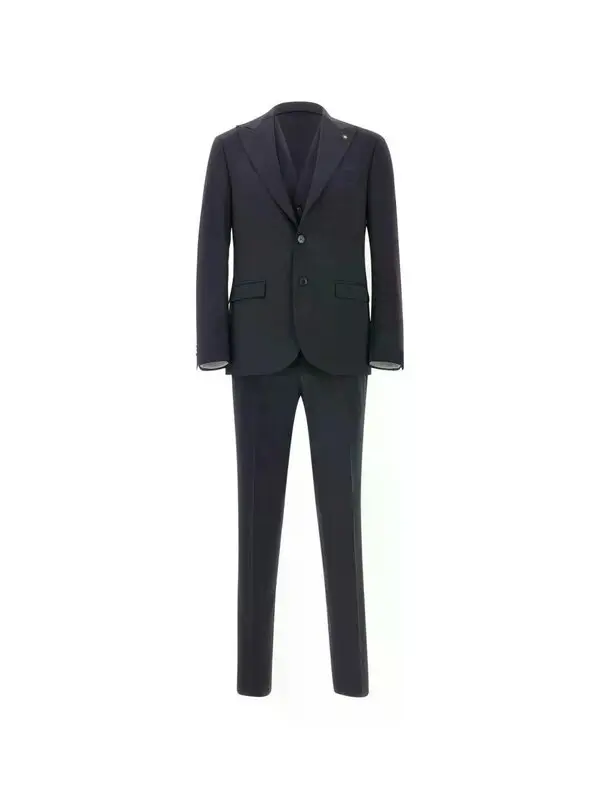 MANUEL RITZ Peaked-lapel Three-piece Suit - Blue