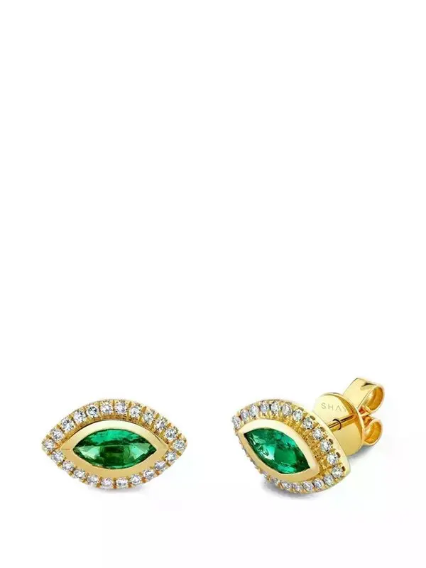 Shay Emerald And Diamond Earrings - Gold