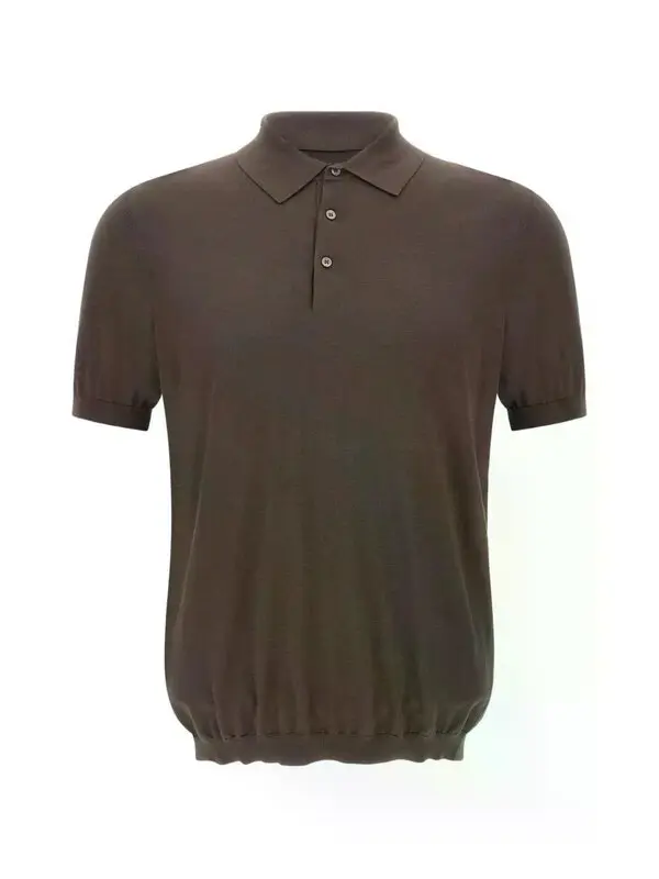 KANGRA Ribbed Short-sleeved Polo Shirt - Brown