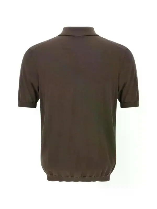 KANGRA Ribbed Short-sleeved Polo Shirt - Brown