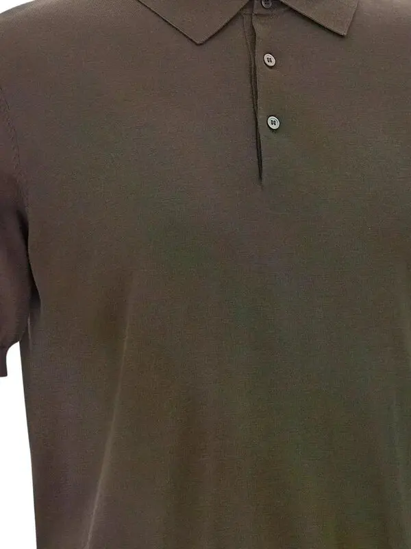 KANGRA Ribbed Short-sleeved Polo Shirt - Brown