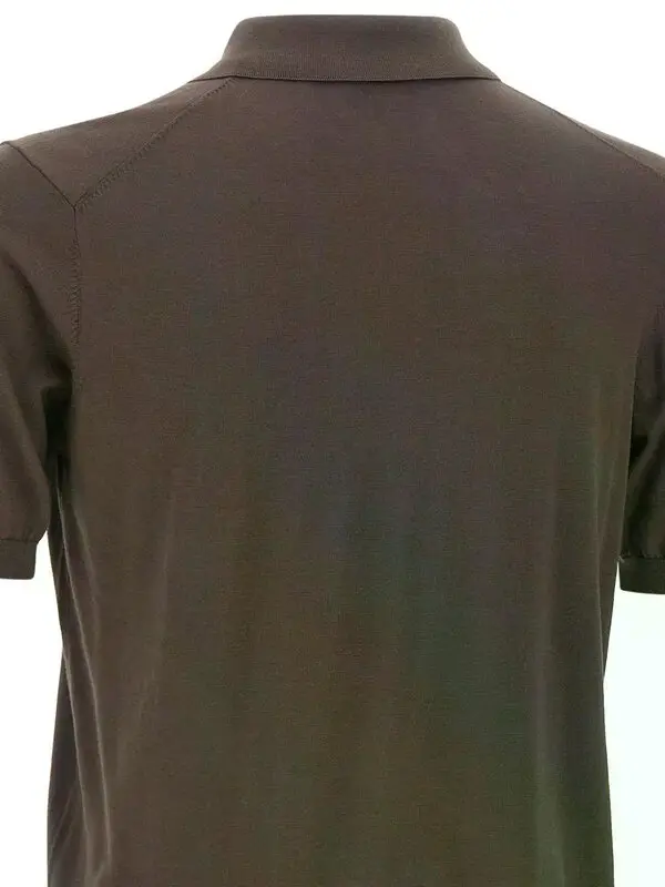 KANGRA Ribbed Short-sleeved Polo Shirt - Brown