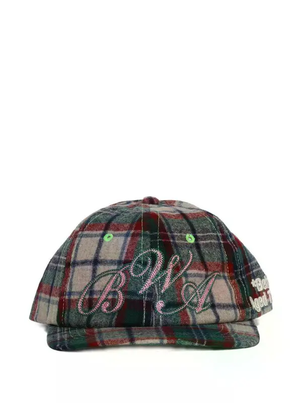 BETTER WITH AGE Plaid Cap With Logo Embroidery - Neutrals