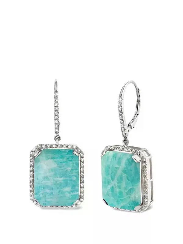 Shay Amazonite And Diamonds Portrait Earrings - Silver